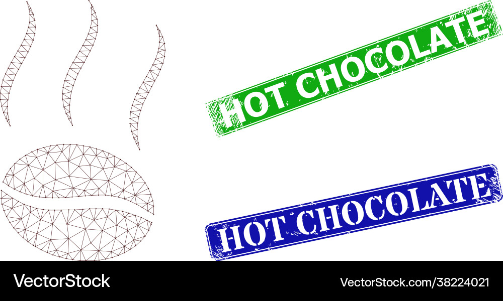 Scratched hot chocolate stamp seals and polygonal Vector Image