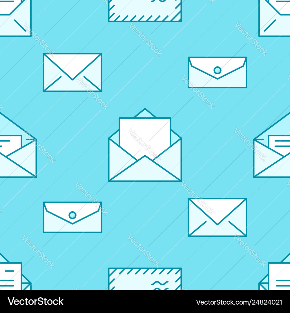 Seamless pattern with envelopes flat line icons Vector Image