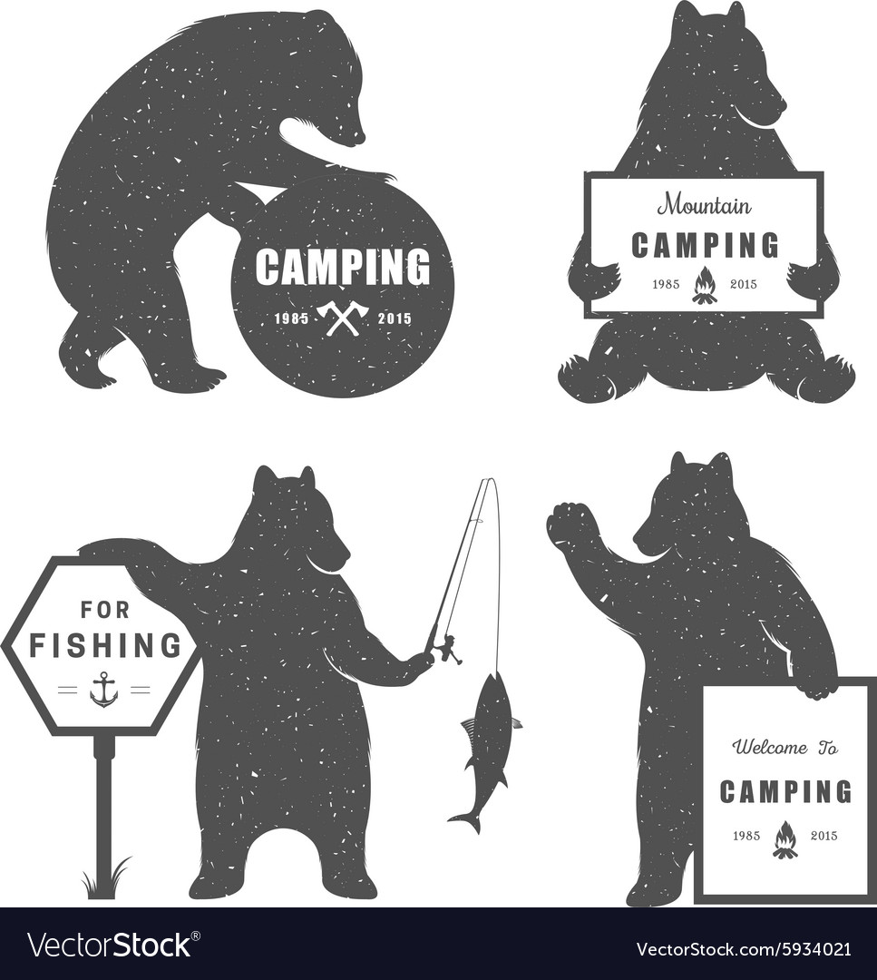 Sign bear camping Royalty Free Vector Image - VectorStock