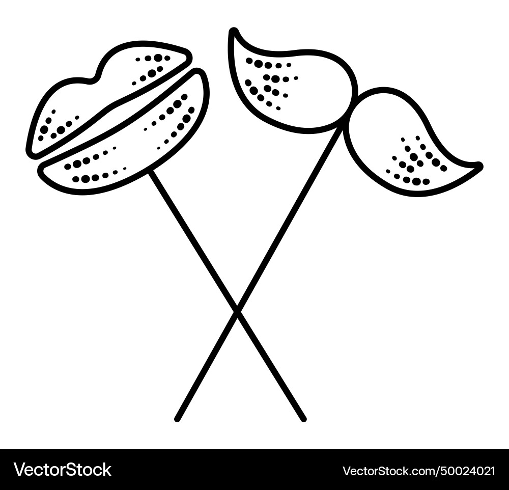 Two masquerade masks of lips and mustache Vector Image