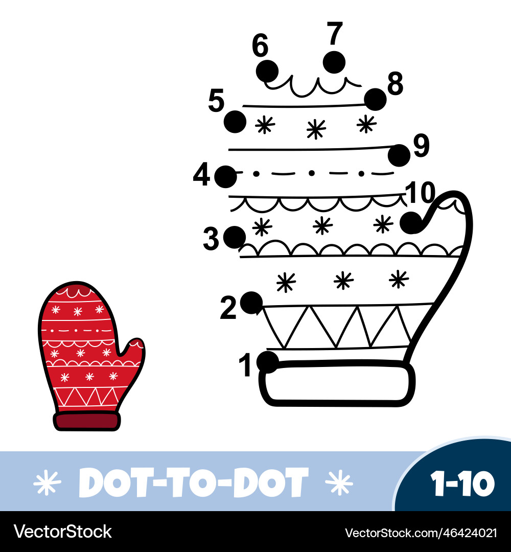 Winter dot to dot game for kids connect 1-10 Vector Image