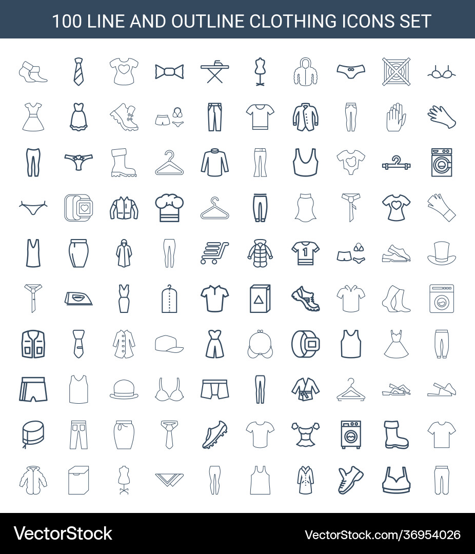 100 clothing icons Royalty Free Vector Image - VectorStock