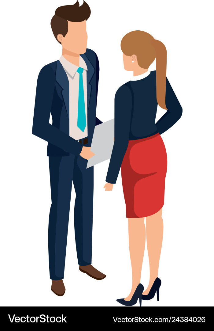 Business couple talking avatars characters Vector Image