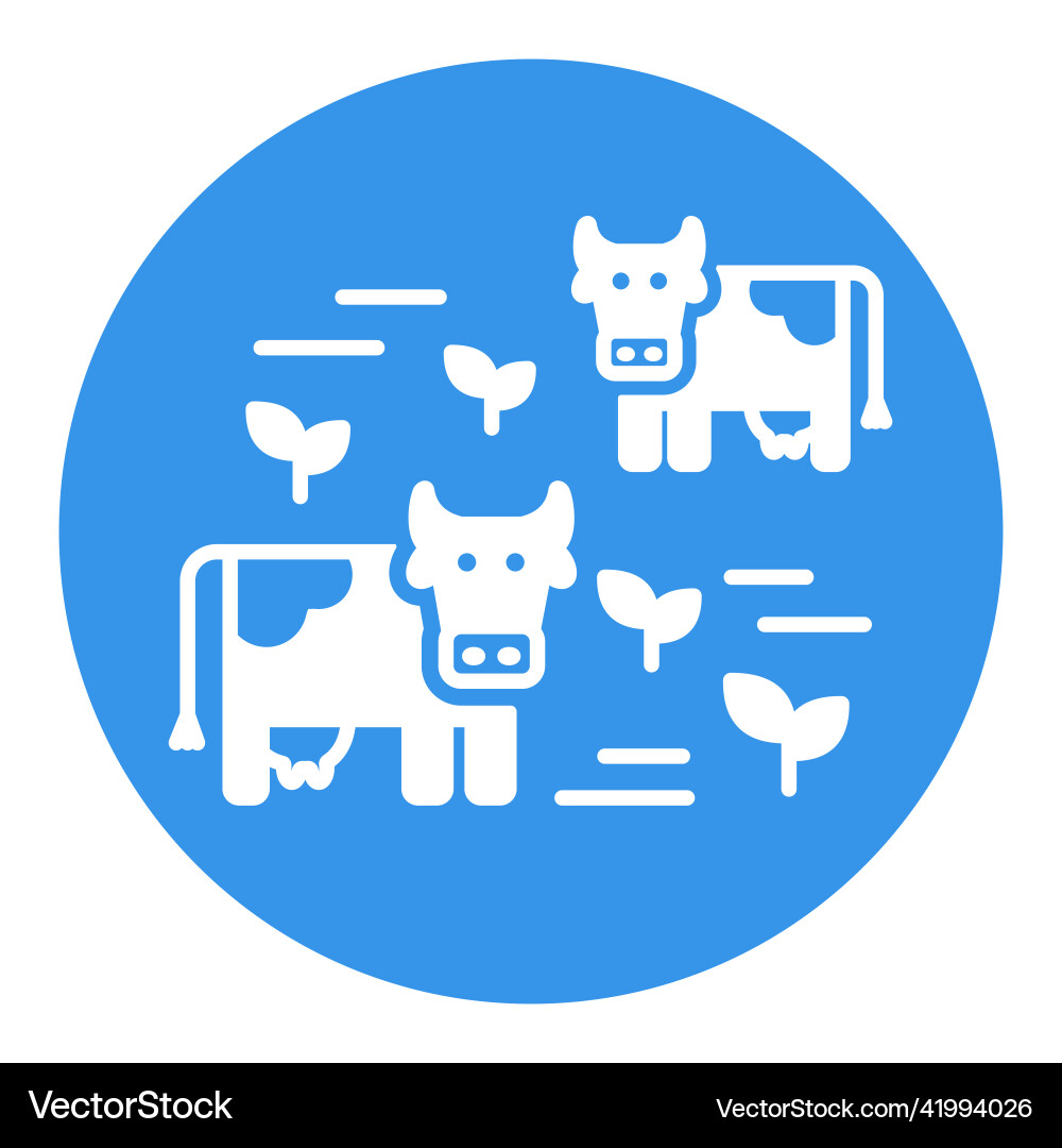 Cow on a pasture glyph icon Royalty Free Vector Image