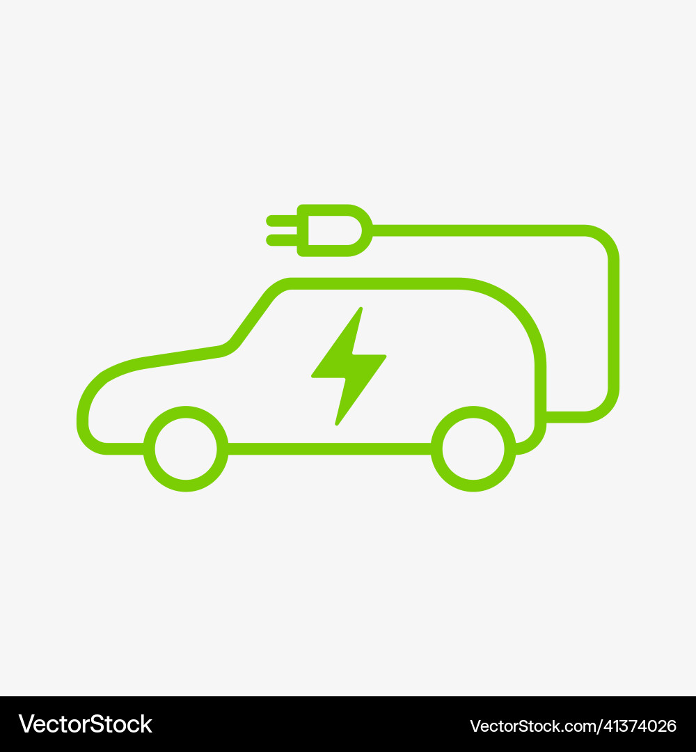 Electric car with power charging cable icon Vector Image