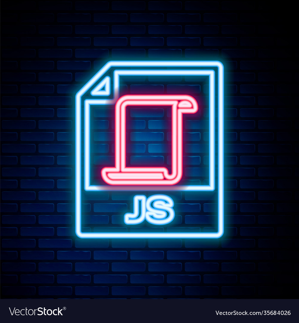 Glowing neon line js file document download js Vector Image