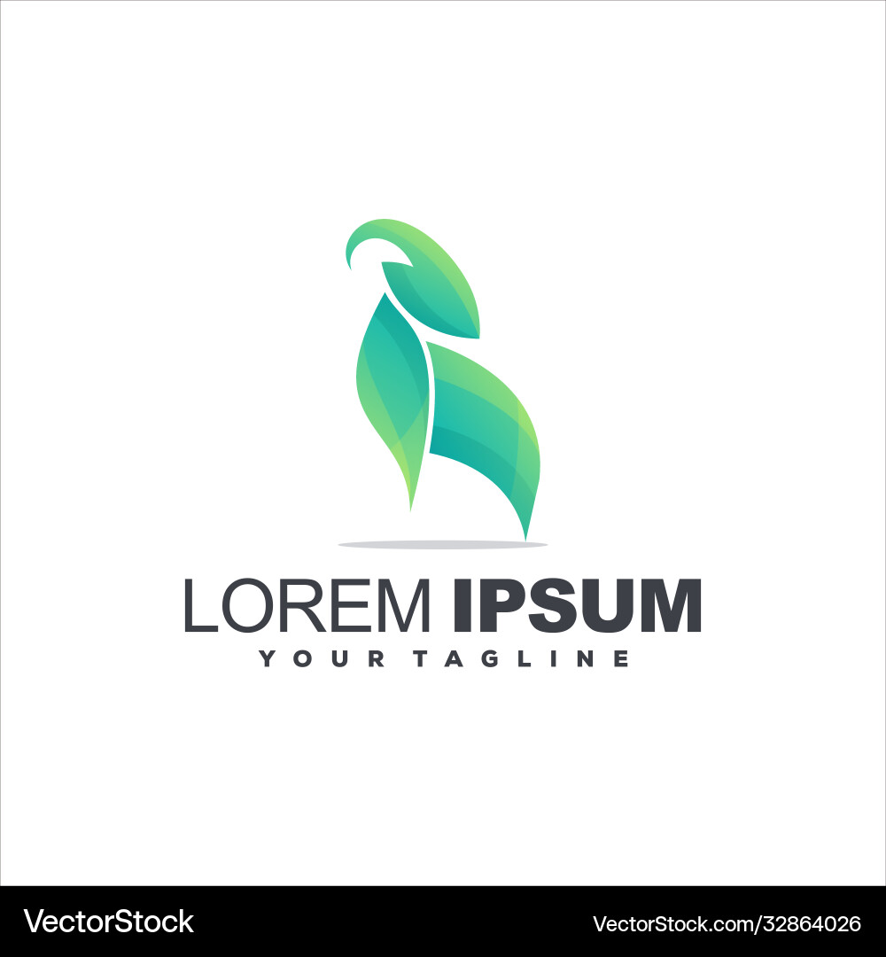 Goat leaves green logo design Royalty Free Vector Image