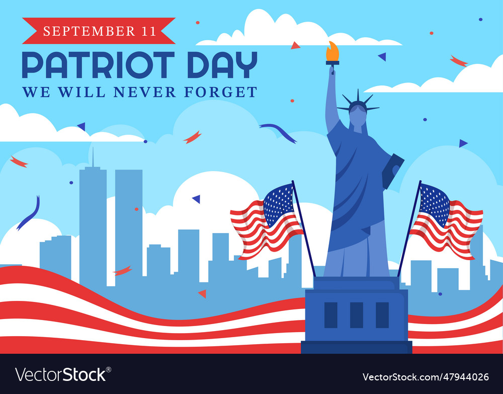 Happy usa patriot day with united states flag 911 Vector Image