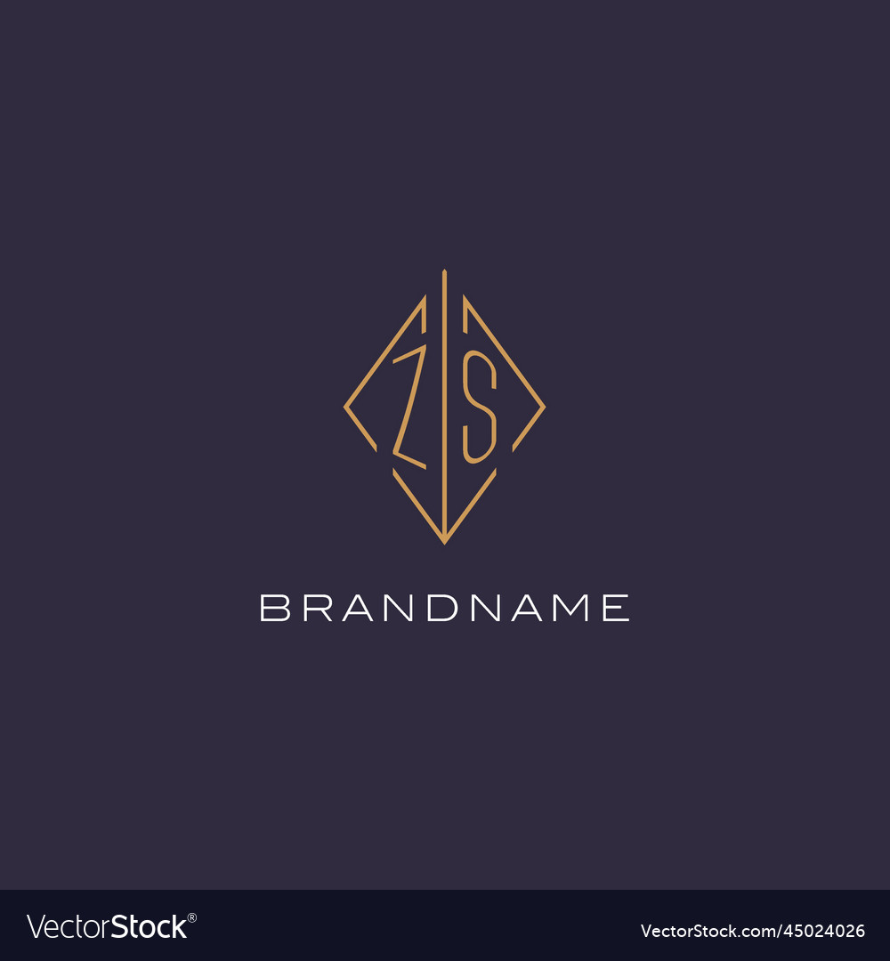 Initial letter zs logo monogram with diamond Vector Image