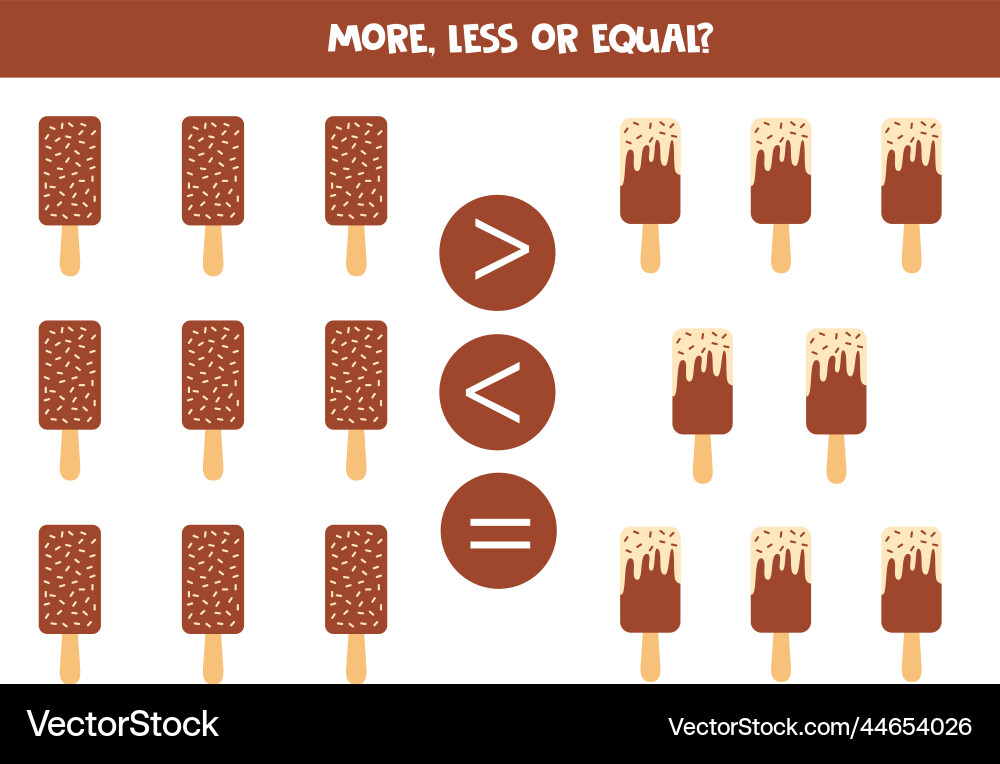 More less or equal with cartoon ice creams Vector Image