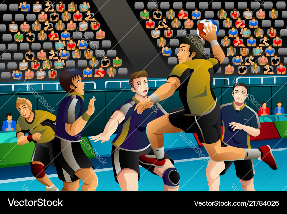 People playing handball in the competition Vector Image