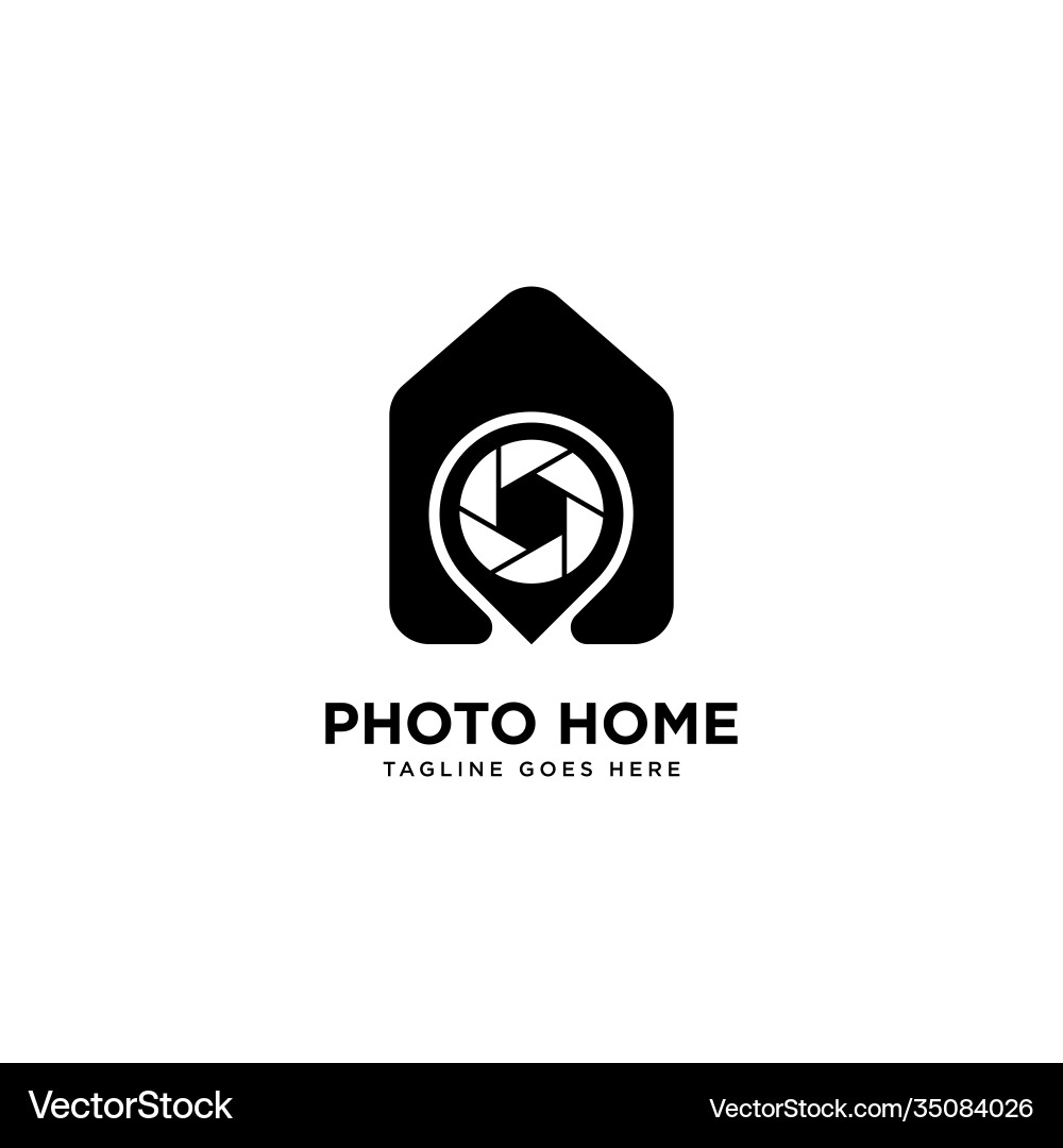 Photo home logo simple line template Royalty Free Vector