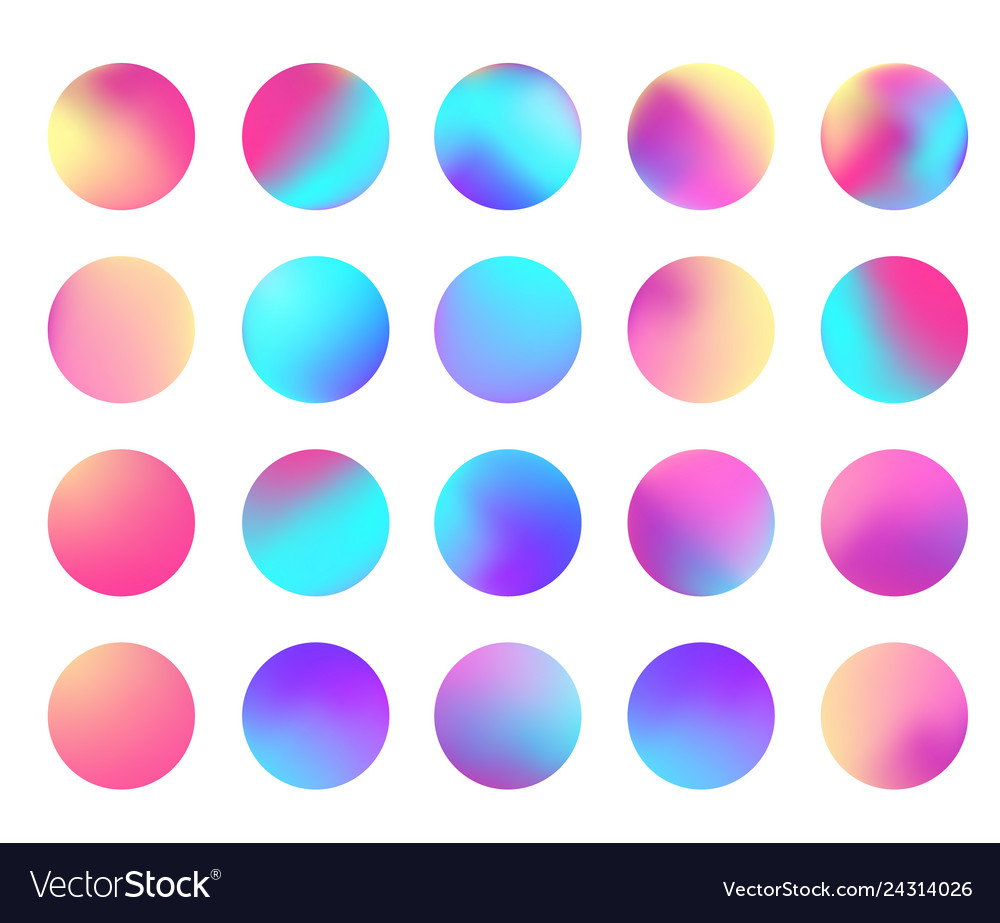 Rounded holographic gradient sphere set Royalty Free Vector