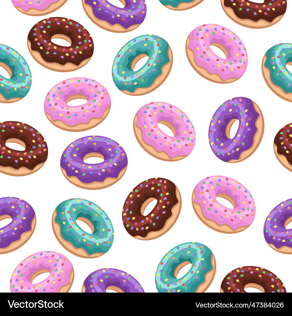 Seamless pattern of mouth-watering donuts Vector Image