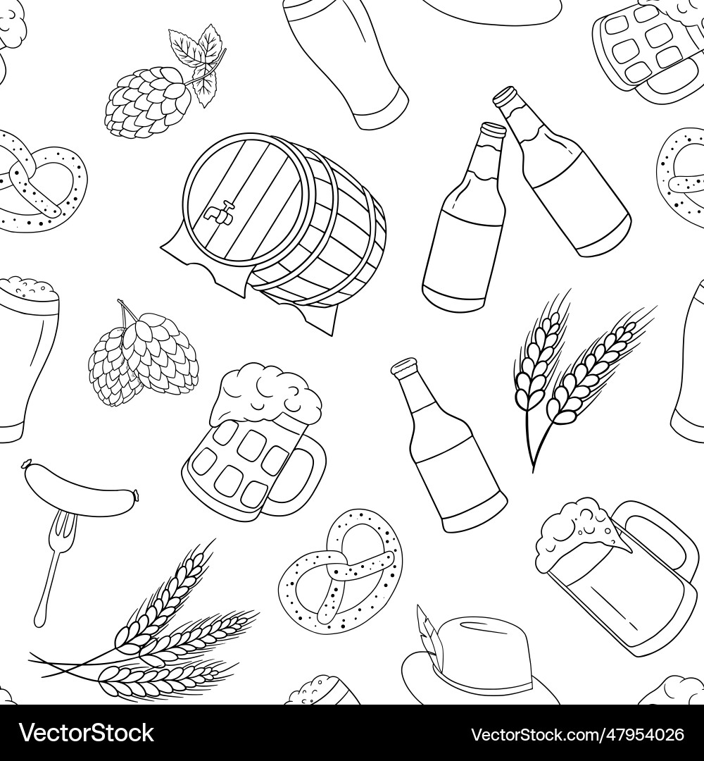 Seamless pattern with mug of beer bottle and Vector Image