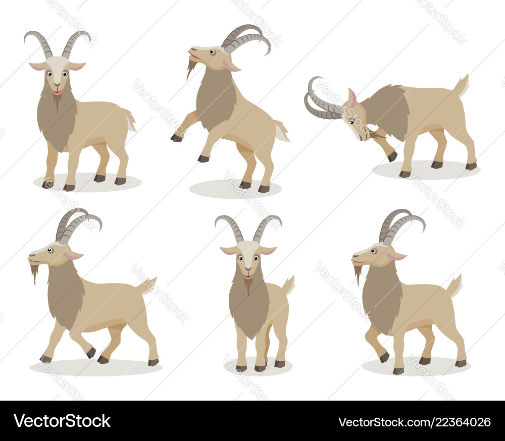 Set of goat in different poses flat style Vector Image