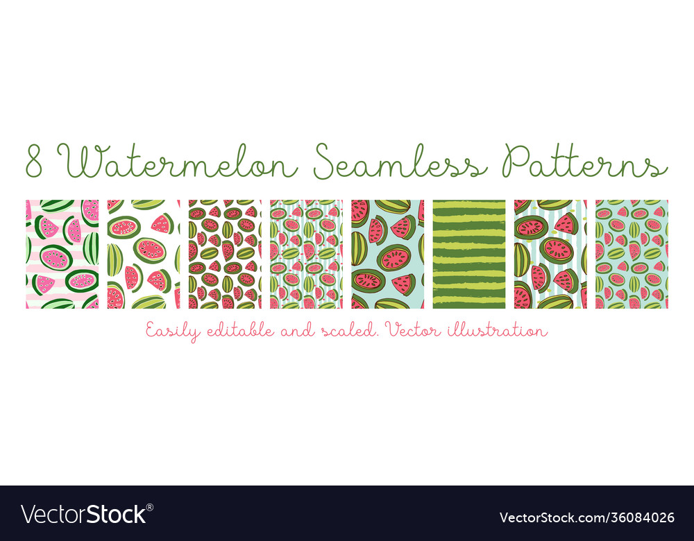 Set seamless watermelon patterns Royalty Free Vector Image