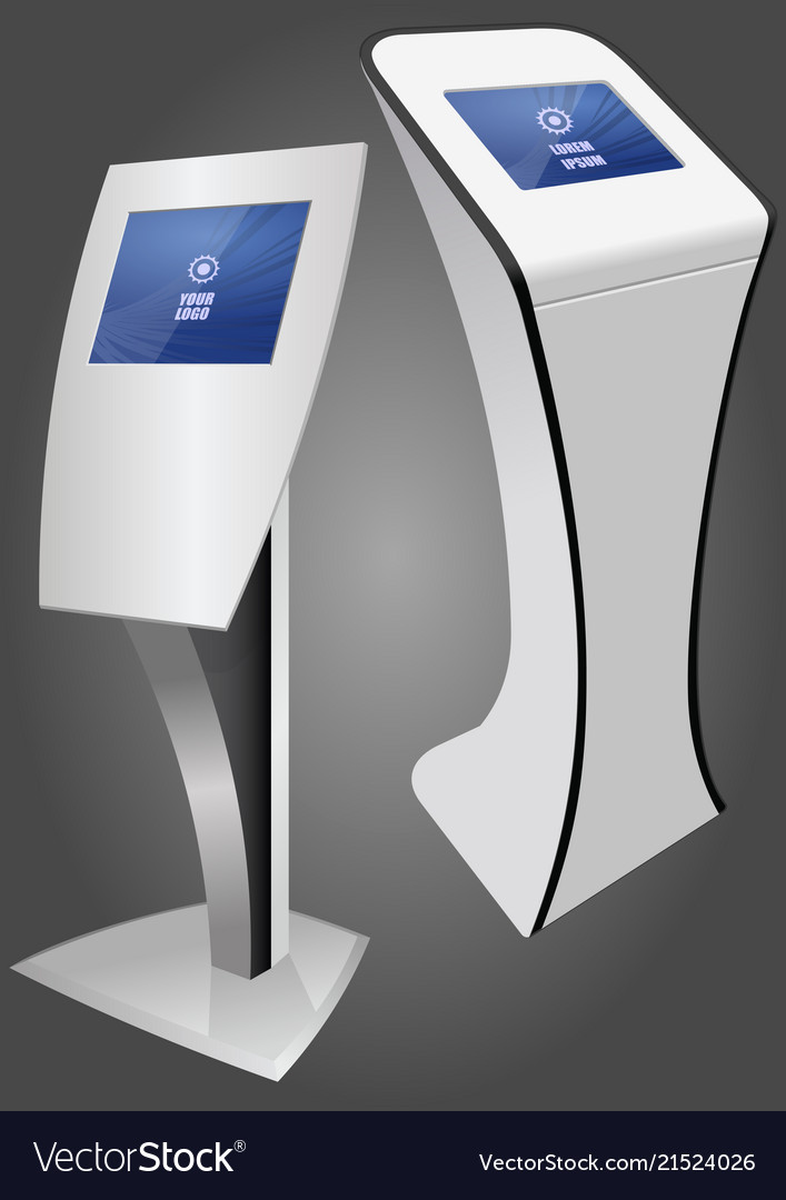 Two promotional interactive information kiosk Vector Image