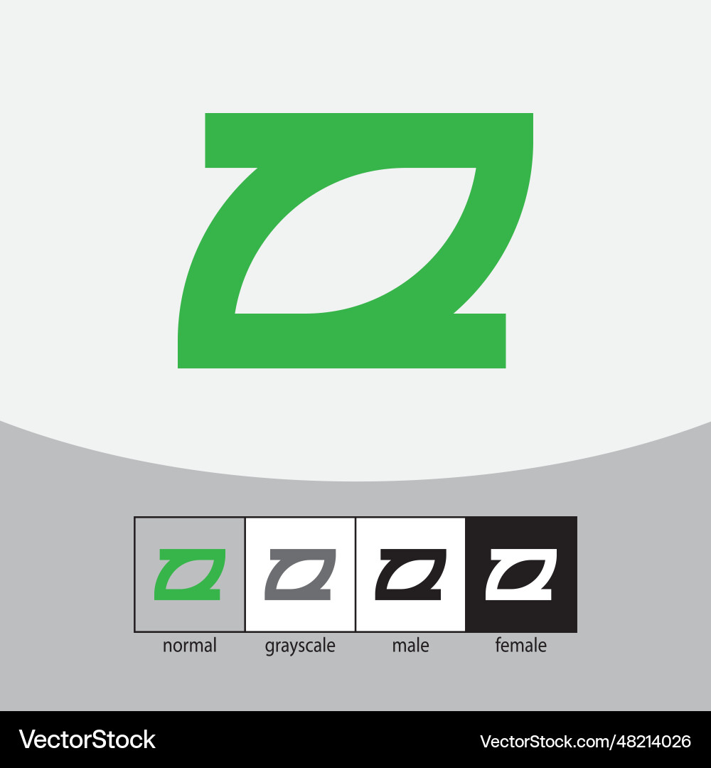 Z letter logo leaf concept green color Royalty Free Vector