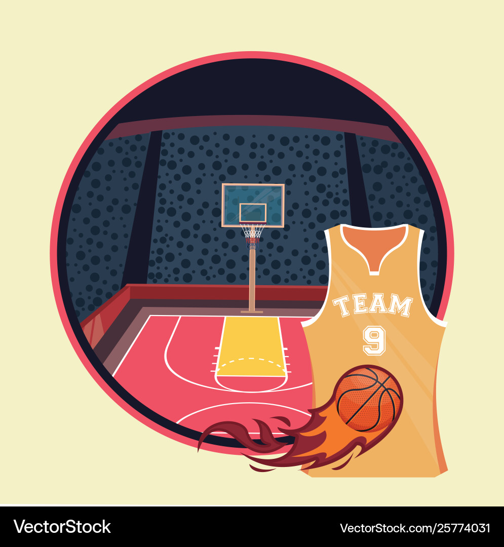 Basketball sport game round frame Royalty Free Vector Image