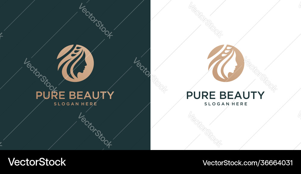 Beautiful woman face logo design Royalty Free Vector Image