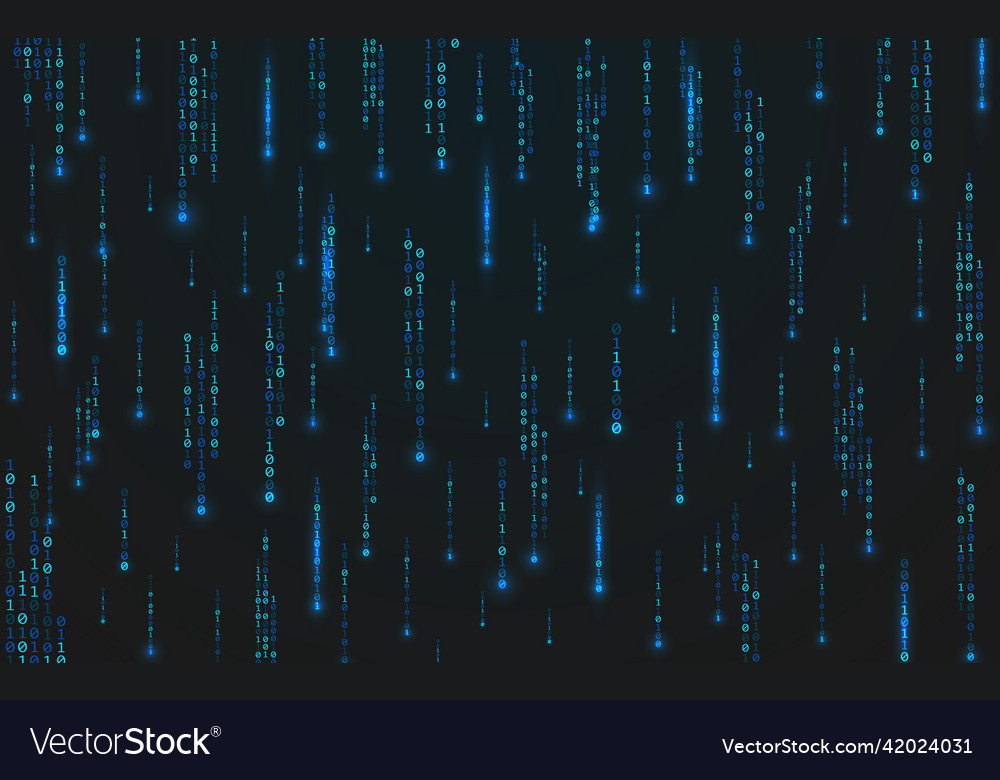 Binary matrix backdrop running luminous numbers Vector Image