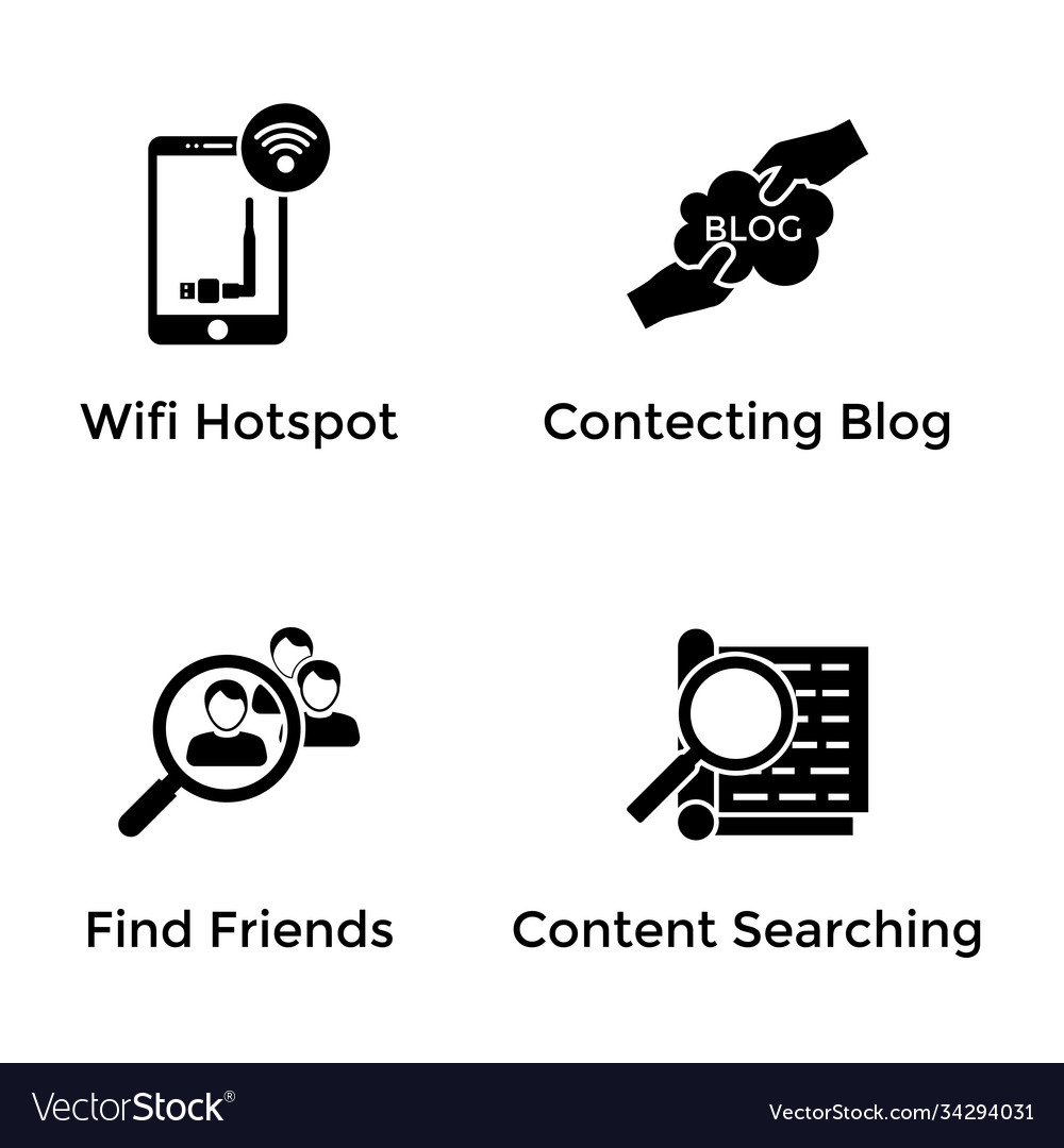 Blogging solid pack Royalty Free Vector Image - VectorStock