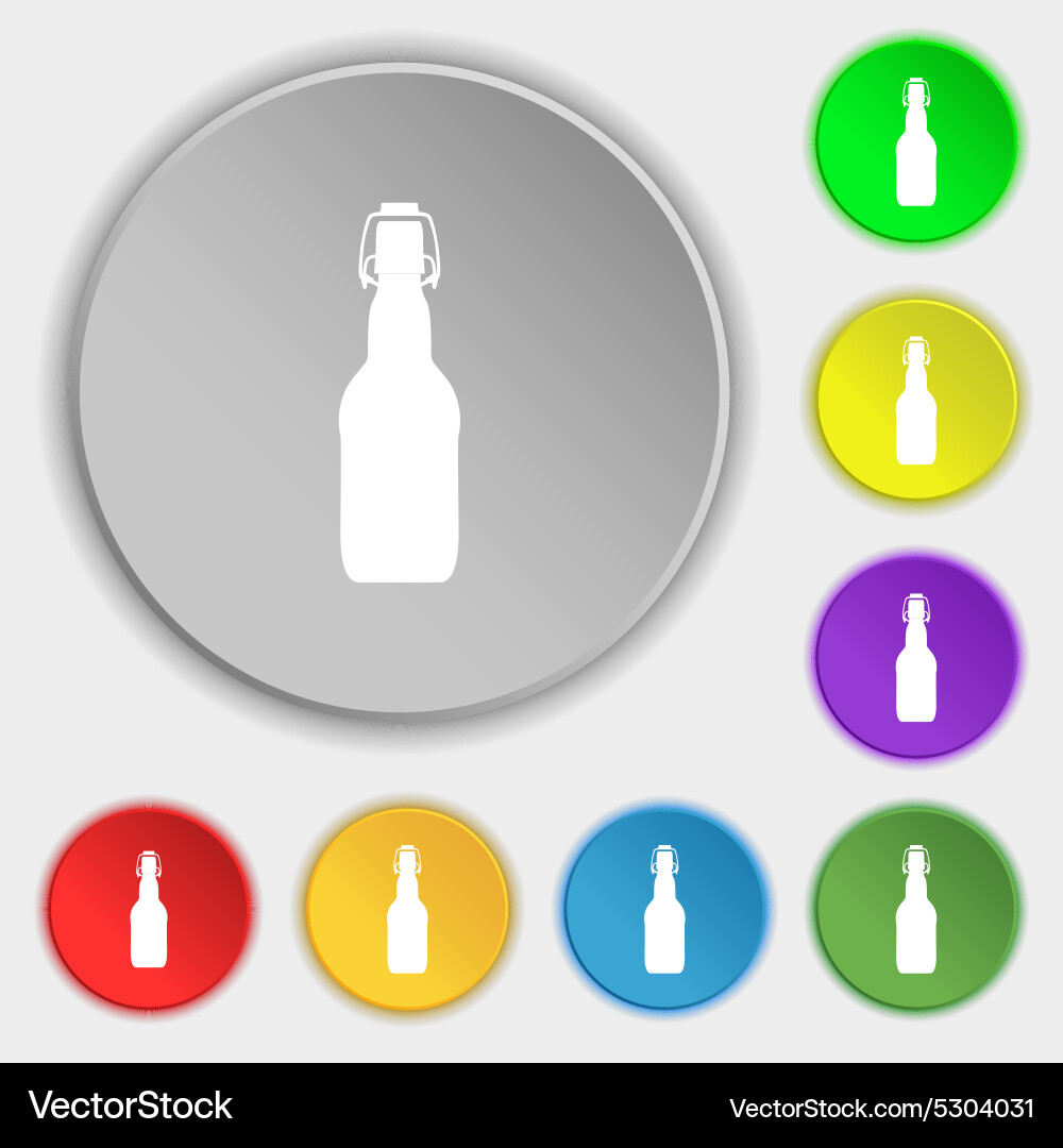 Bottle icon sign symbol on five flat buttons Vector Image