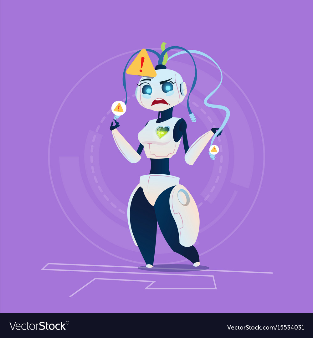 Cute robot error modern artificial intelligence Vector Image