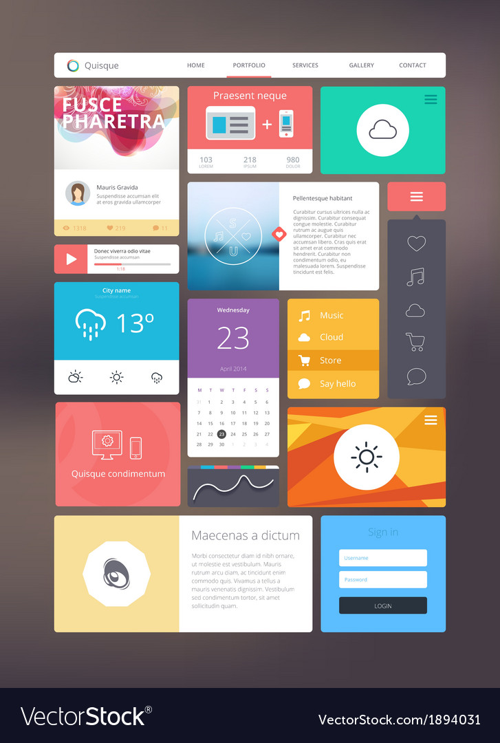 Flat ui kit for responsive web design Royalty Free Vector Flat ui kit for responsive web design Royalty Free Vector