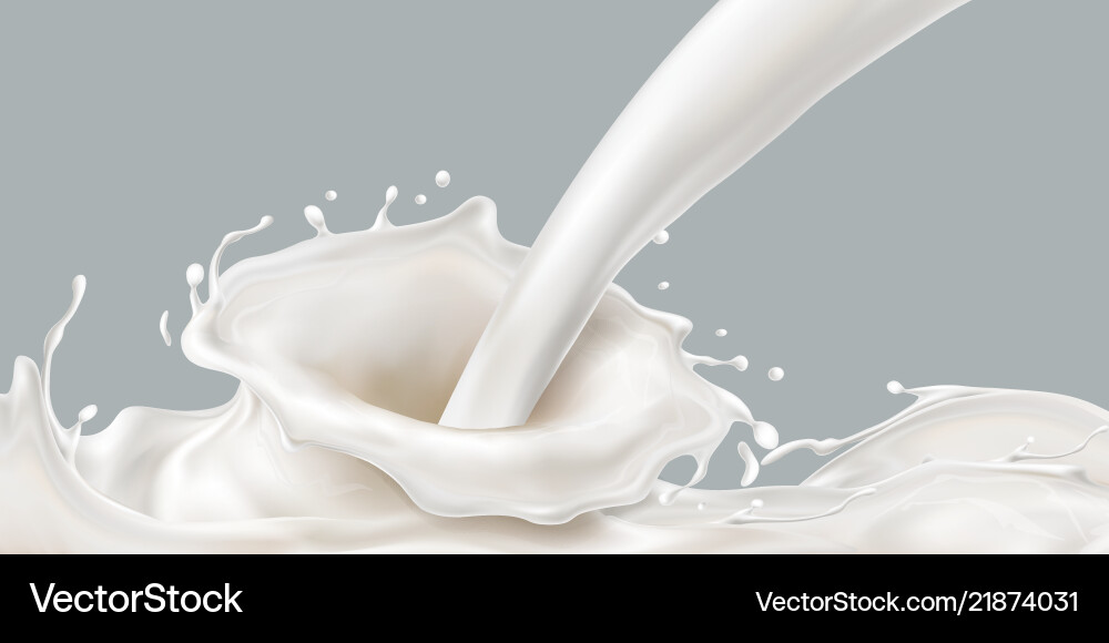 Flow steamed milk with spatters and splash Vector Image
