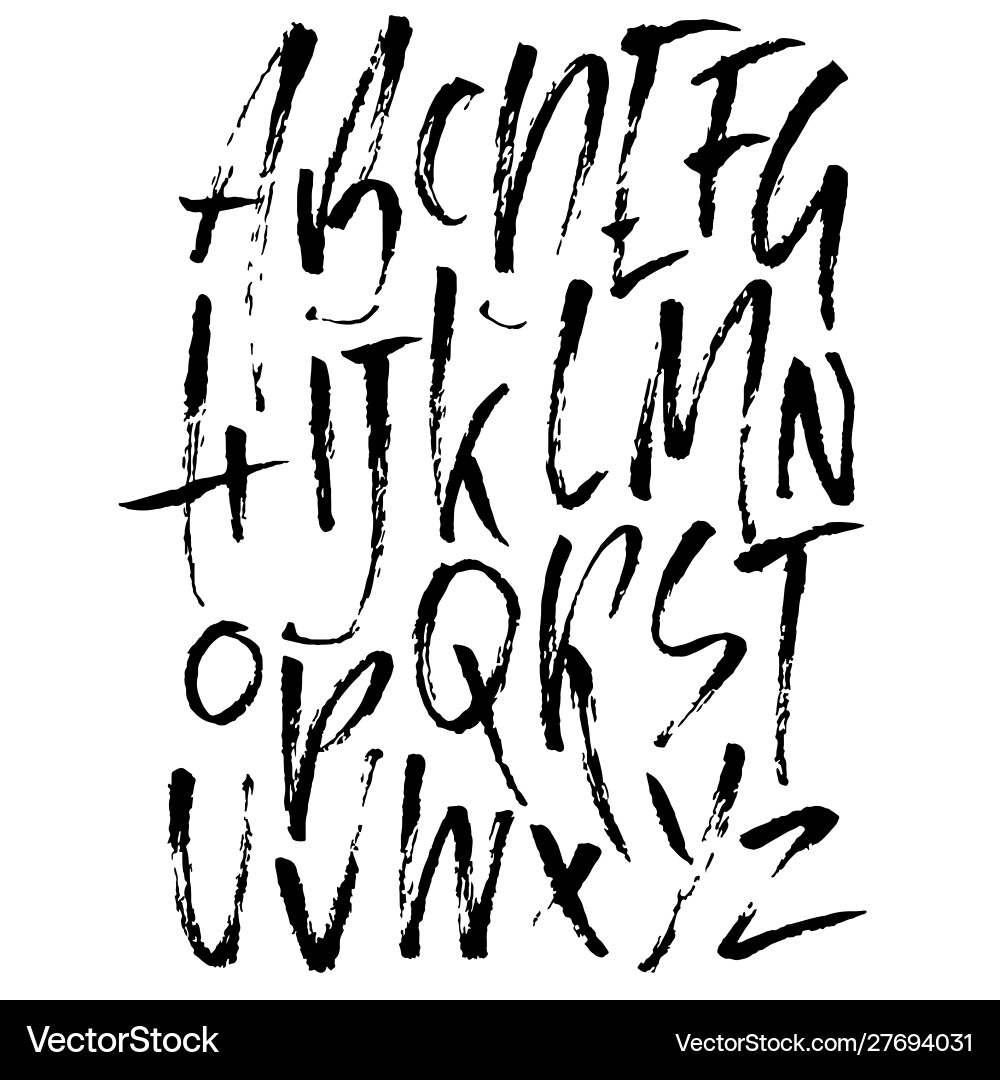 Hand drawn dry brush font modern lettering Vector Image