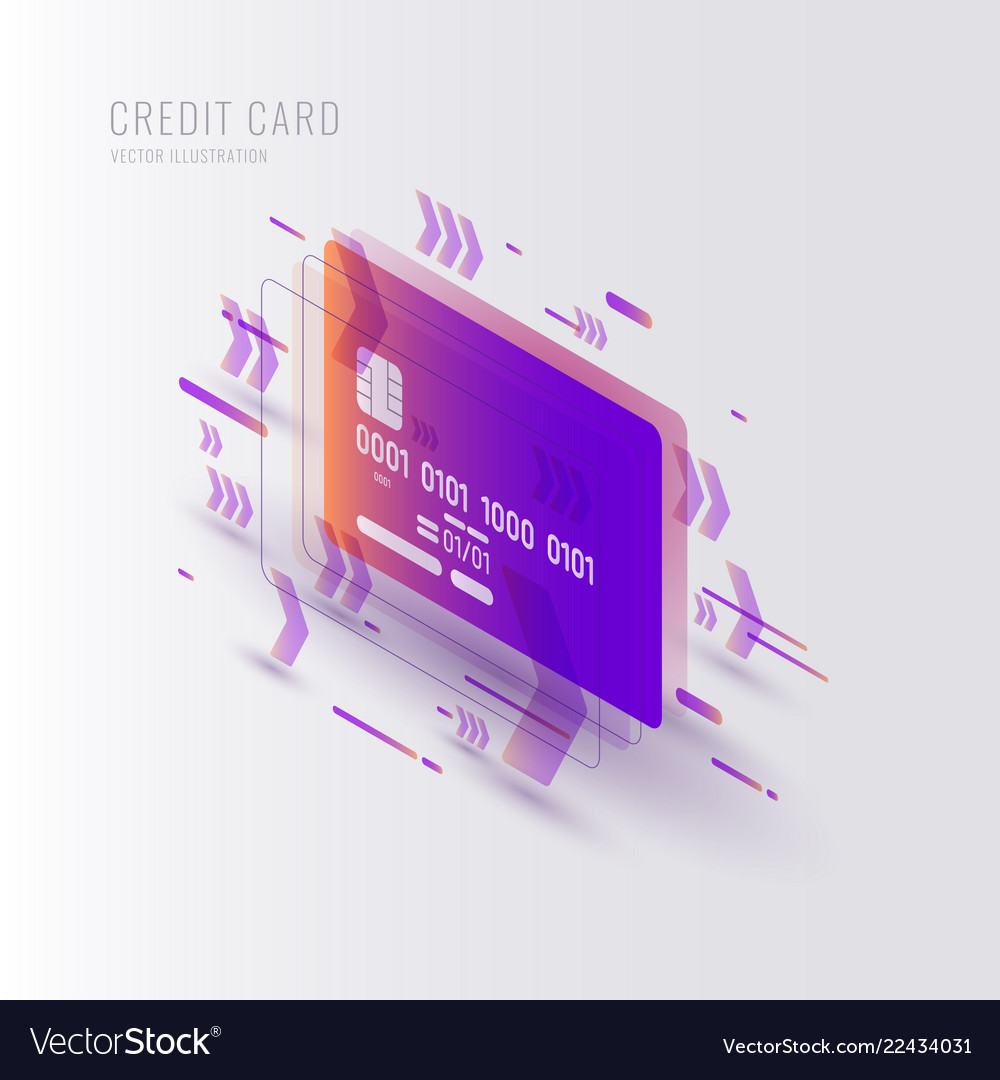 Isometric credit card on white Royalty Free Vector Image
