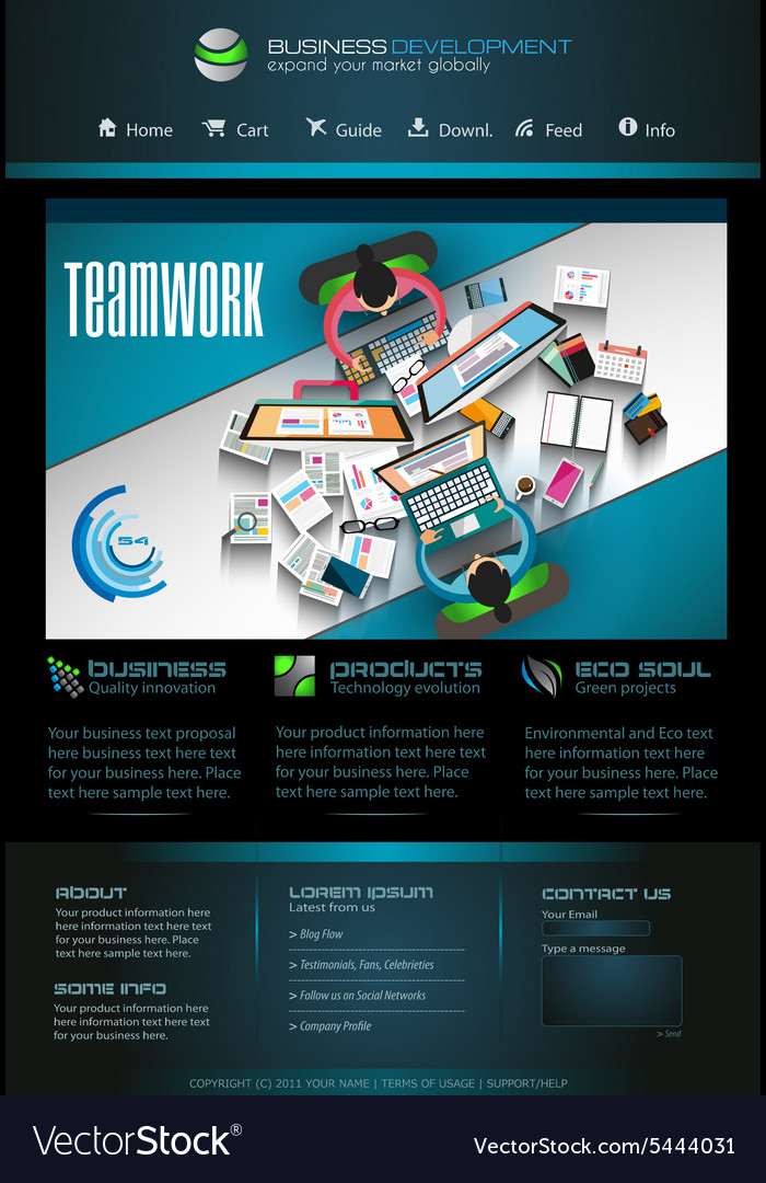 Modern website template with flat style Royalty Free Vector