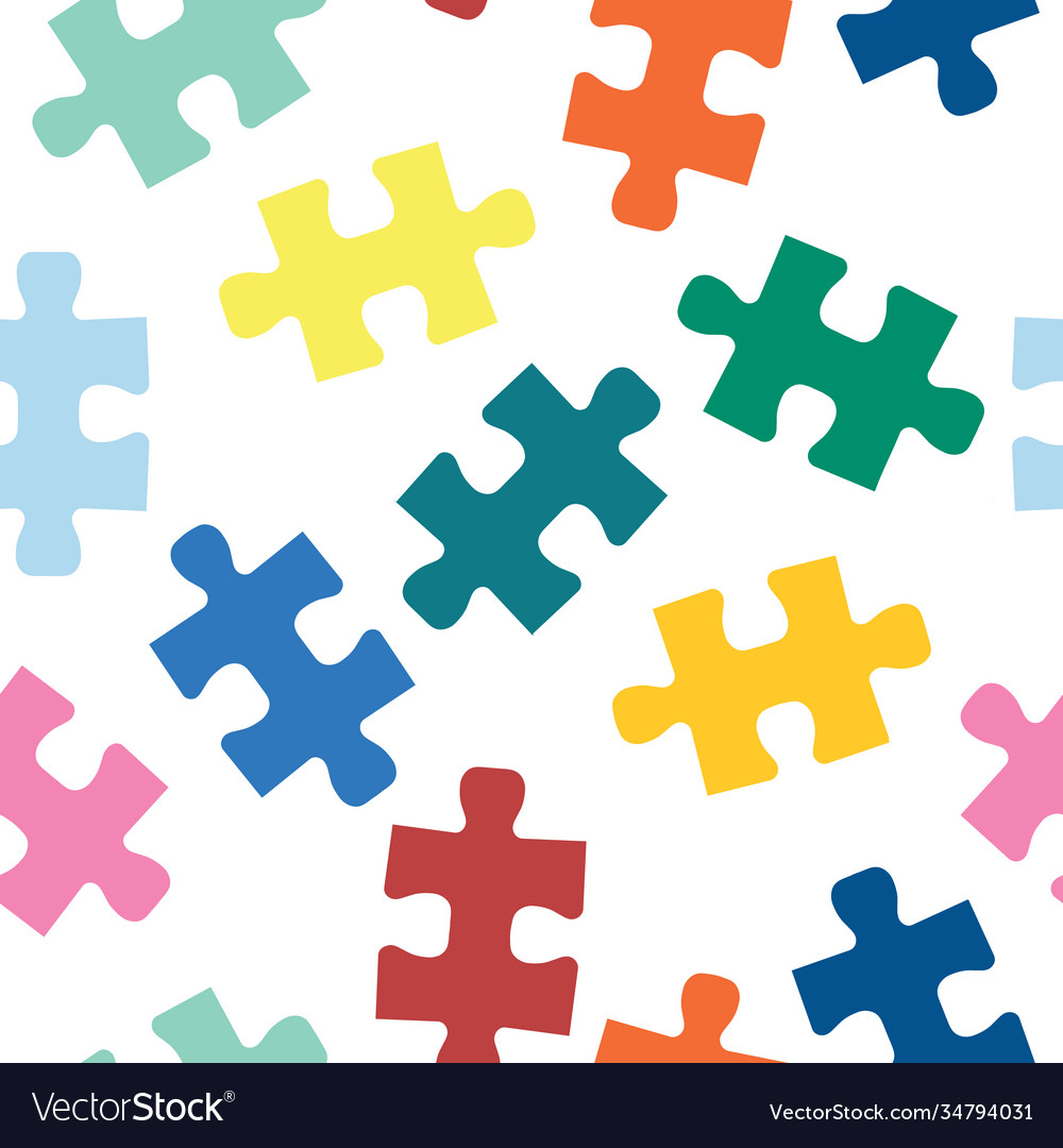 Puzzle pieces seamless pattern repeating Vector Image