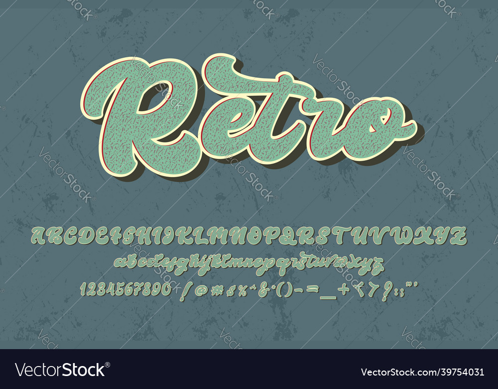 Retro script hand writing editable text effect Vector Image