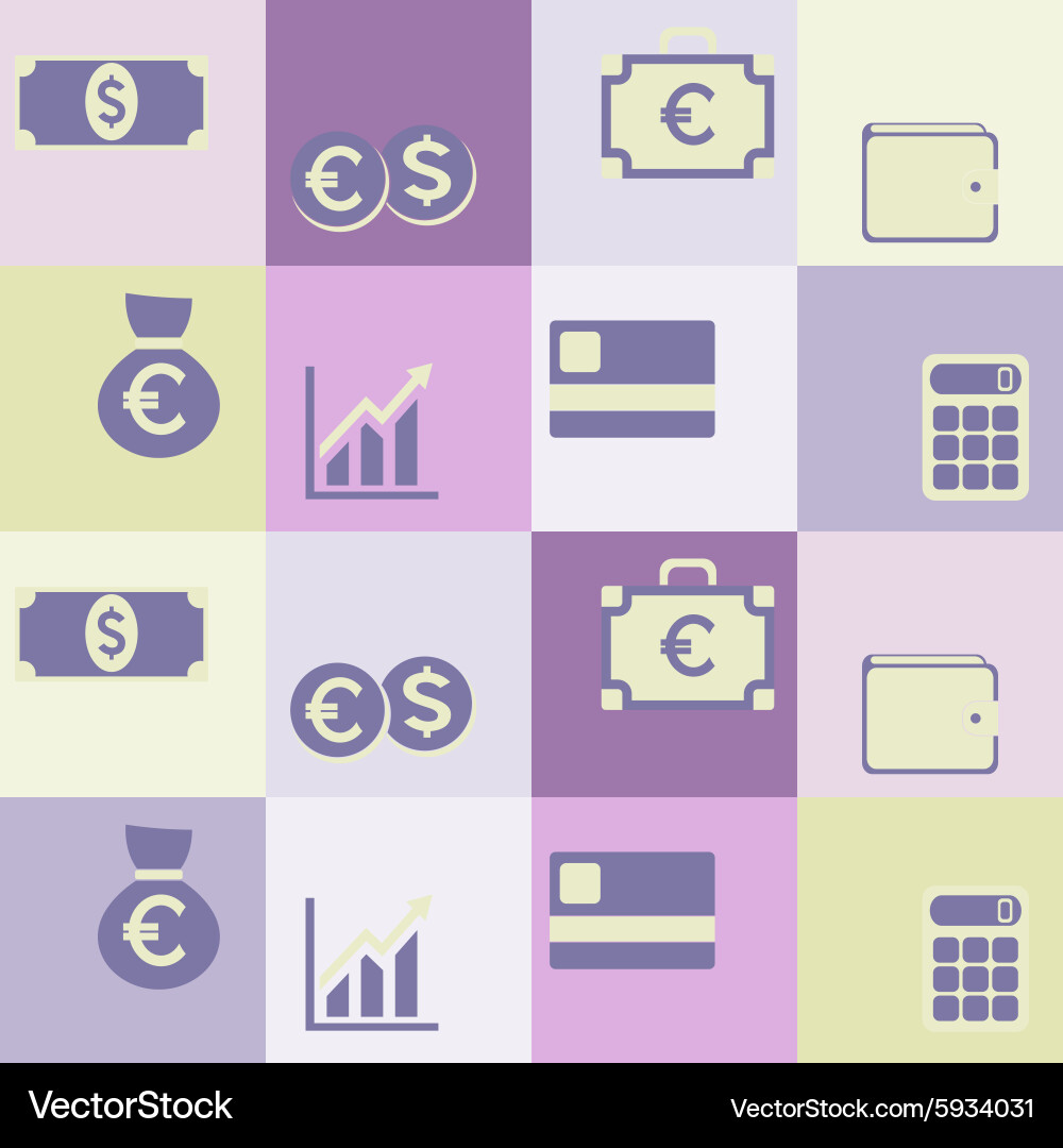 Seamless background with financial icons Vector Image