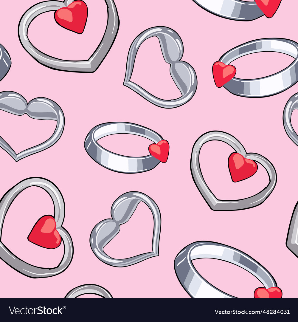 Silver couple ring pattern seamless Royalty Free Vector