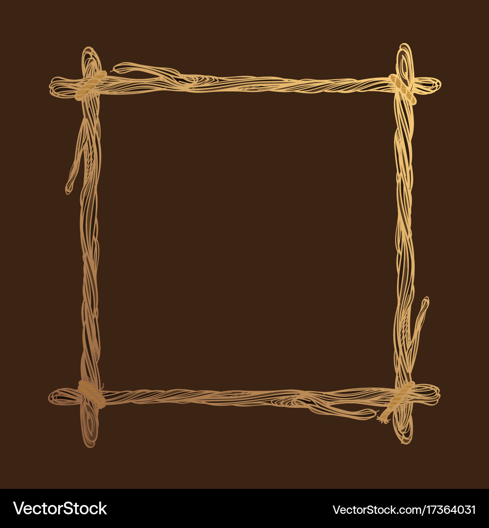 Square golden frame made of branches decorative Vector Image