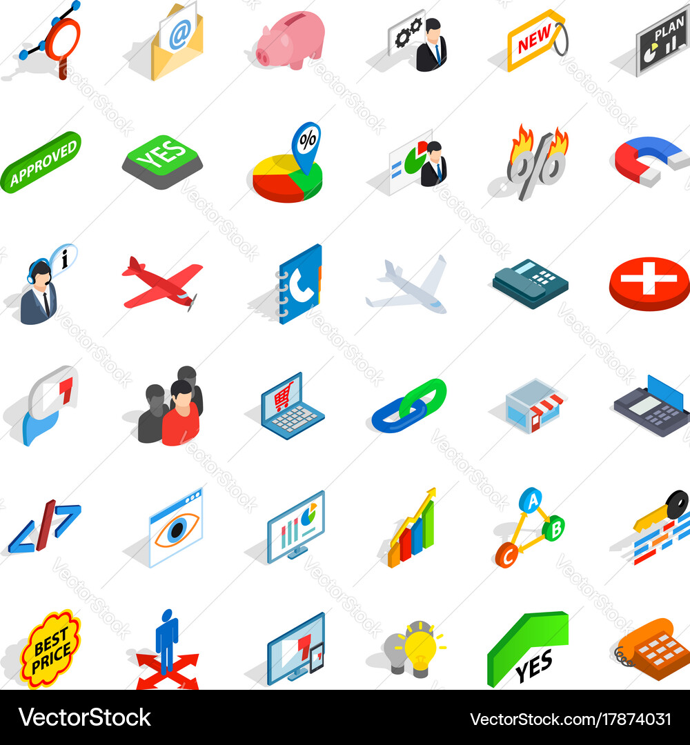 Trade icons set isometric style Royalty Free Vector Image