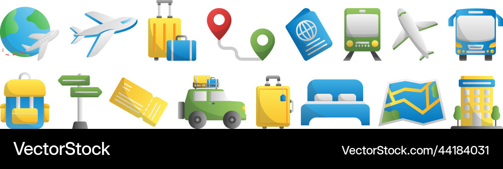Travel icon set design template Royalty Free Vector Image