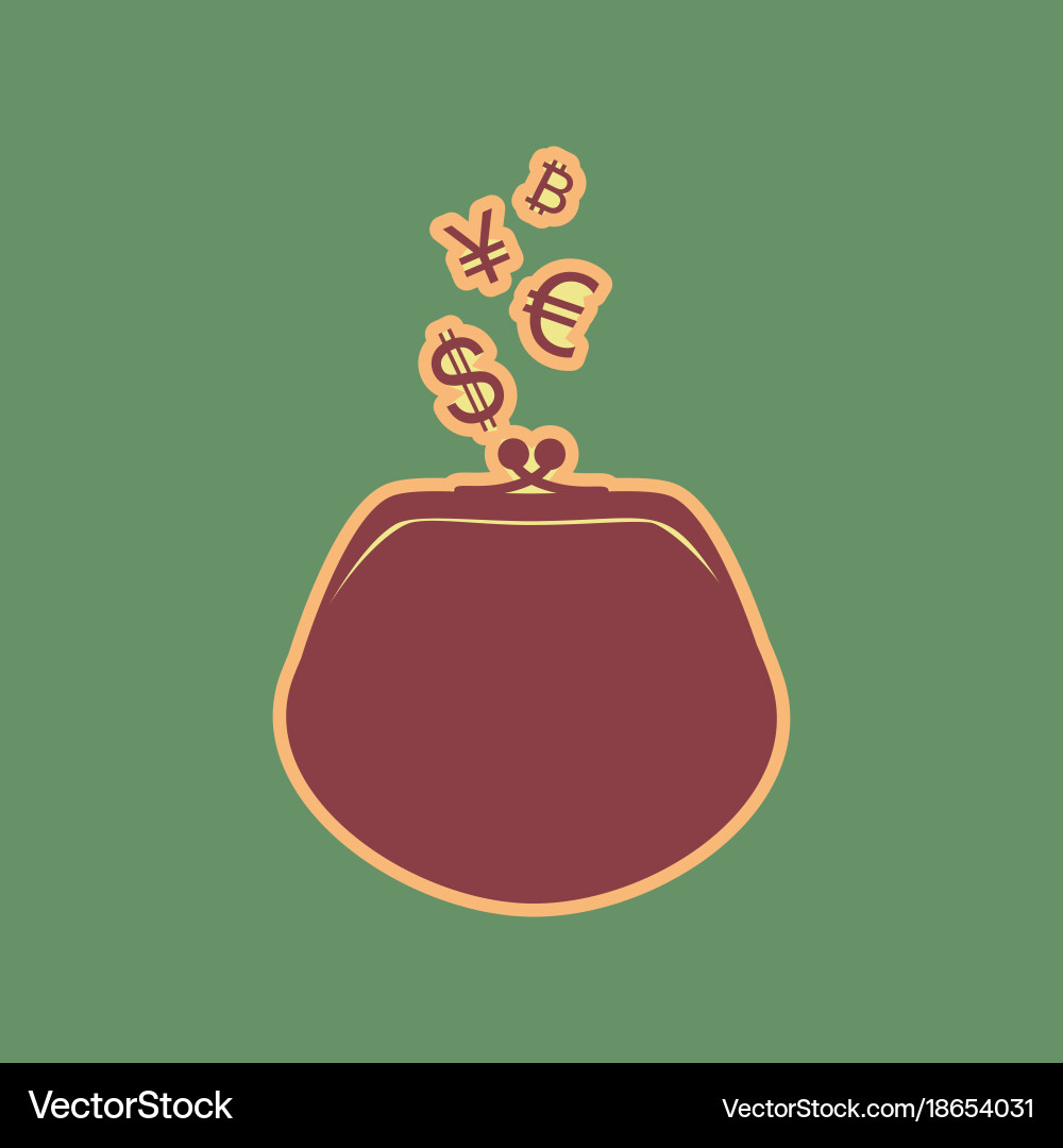 Wallet sign with currency symbols Royalty Free Vector Image