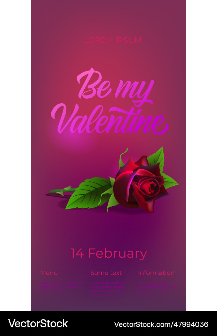 Be my valentine lettering with rose Royalty Free Vector