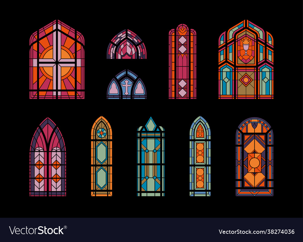 Church Windows Mosaic Set Royalty Free Vector Image