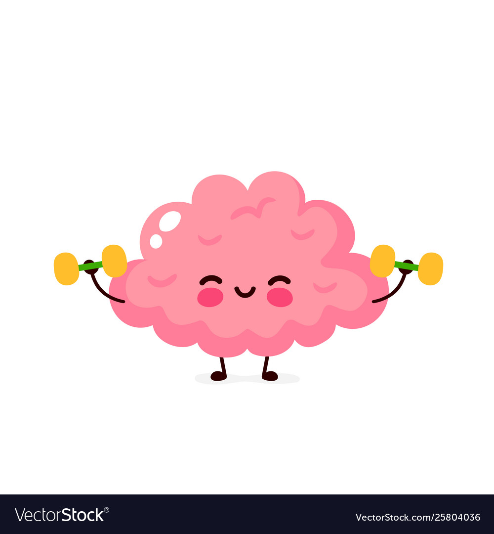 Cute happy smiling brain doing exercises Vector Image Cute happy smiling brain doing exercises Vector Image