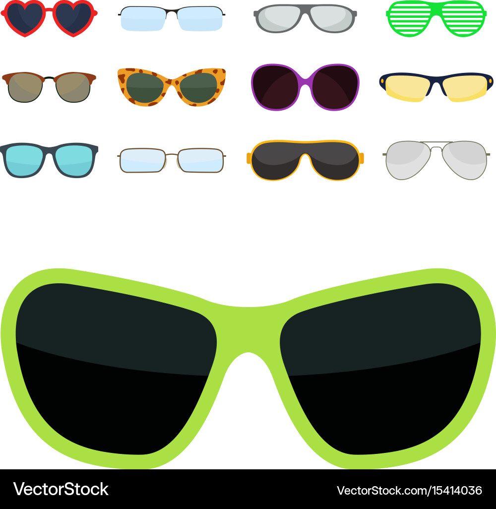 Fashion set sunglasses accessory sun spectacles Vector Image