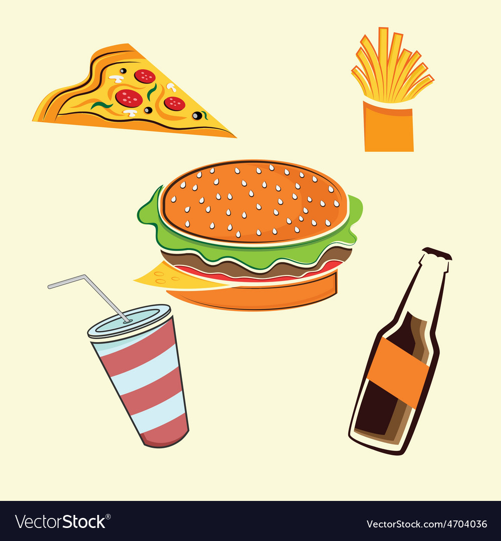 Fast food elements set Royalty Free Vector Image