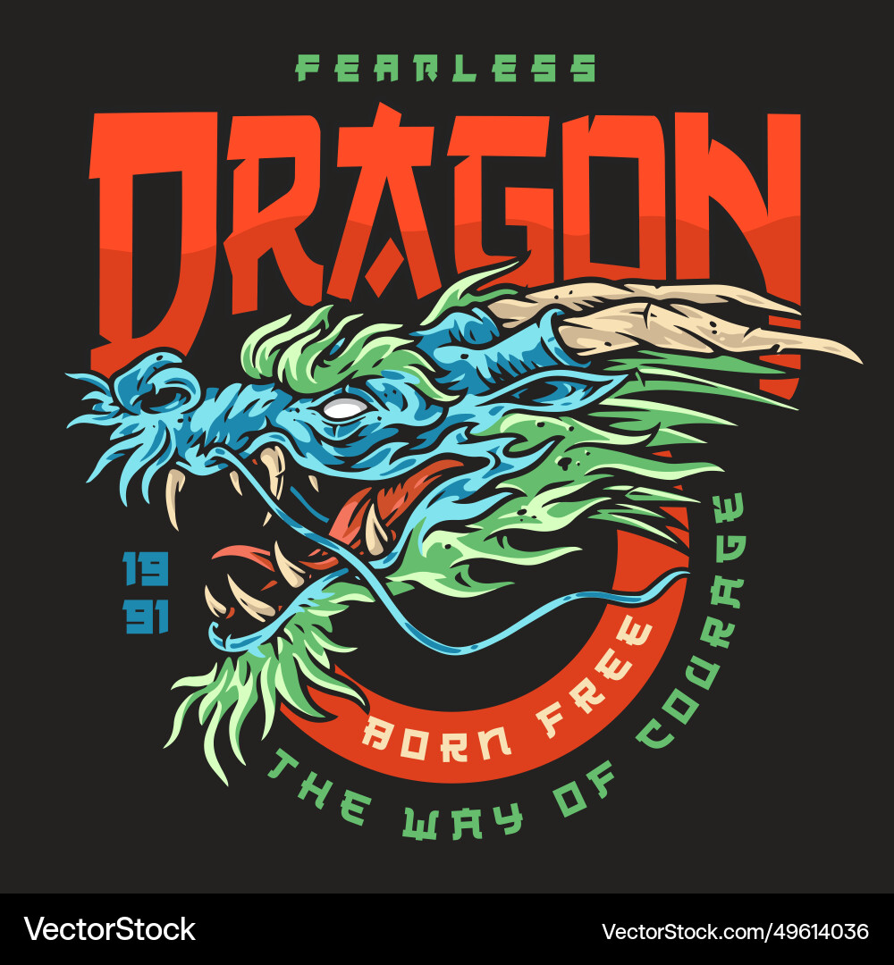 Fearless furious dragon colorful flyer Royalty Free Vector