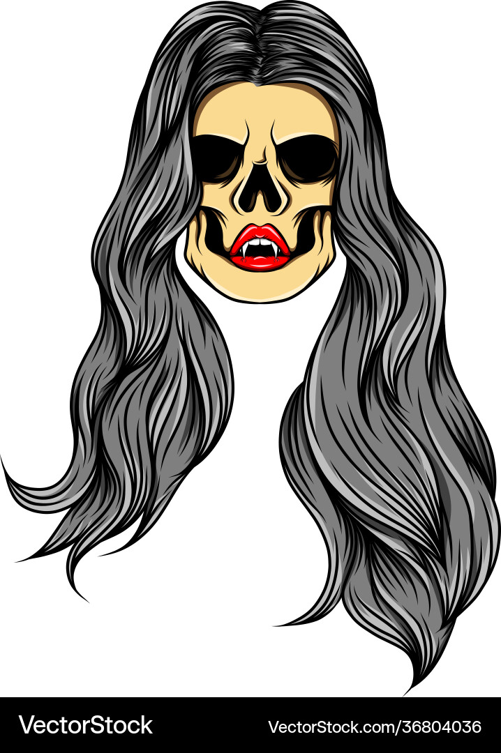 Glossy coloured art work girl skull Royalty Free Vector