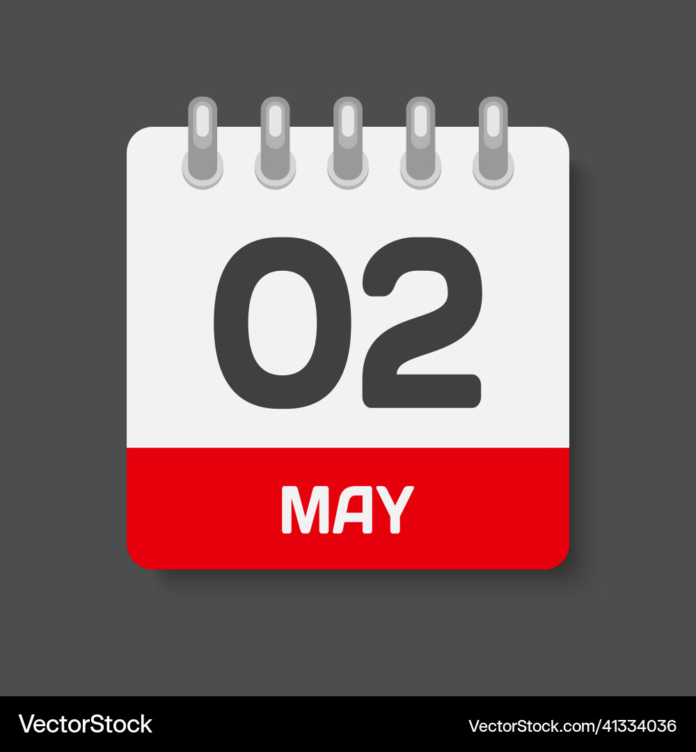 Icon day date 2 may template calendar page Vector Image